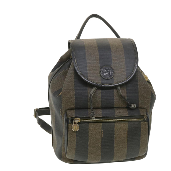 Fendi | Bags | Fendi Pecan Canvas Backpack Brown Black Auth Bs4573 ...